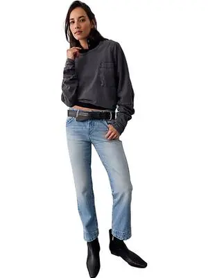 Free People Free People We The Free Leona Low-Rise Twisted Slim Jeans Skipper
