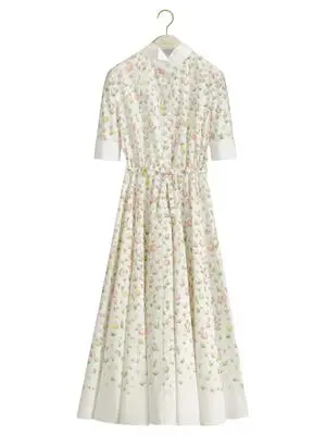 Dior Mid-length Belted Shirtdress With Hallmark Bee And Signature Print - White