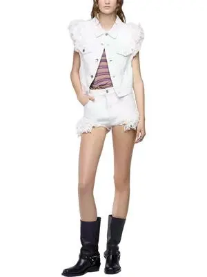Rabanne Embellished Denim Jacket - White