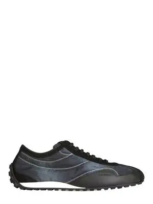 Balmain Racing Low Trainers In Nylon And Leather - Blue