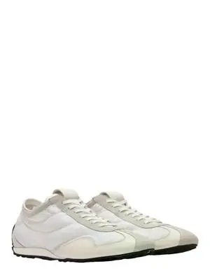 Balmain Racing Low Trainers In Nylon And Leather - White