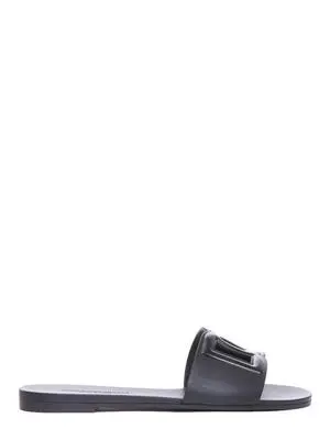 Dolce & Gabbana Logo Cut-out Open-toe Slides - Black