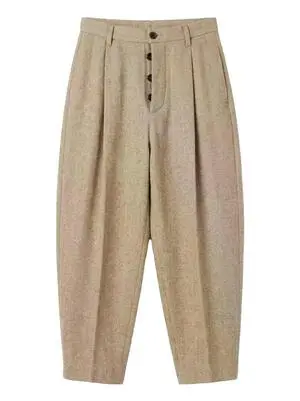 UMA WANG Herringbone Pleated Trousers - Neutrals