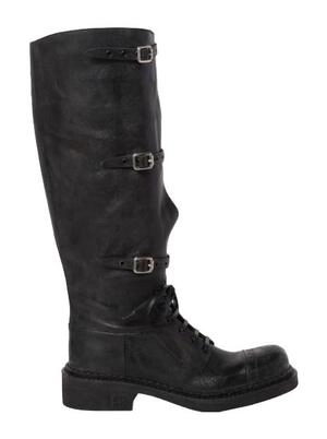 Miu Miu Leather Knee-high Buckled Boots - Black