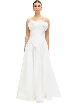 Acler Sculptural Maxi Dress In Stretch Dupion - Ivory