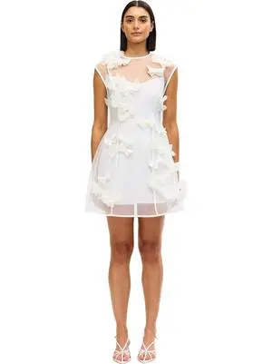 Acler Croanford Mini Dress With 3d Appliqués - Ivory