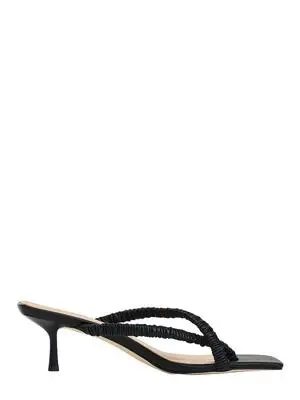 Acler Jordana Ruched Leather Heeled Sandals - Black