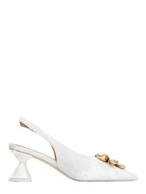 Acler Vondershire Slingback Heel With Floral Embellishment - Ivory