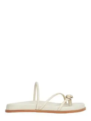 Acler Boyd Flat Sandal With Gold Nugget Detail - Vanilla