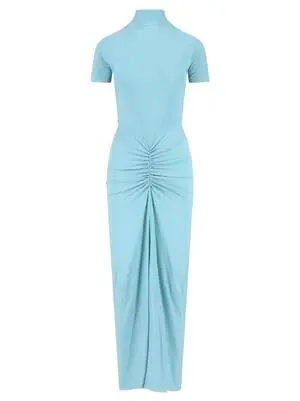 Alaïa Gathered Soft Jersey Maxi Dress - Blue
