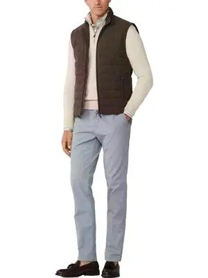 HACKETT LONDON Herringbone Pattern Gilet - Brown