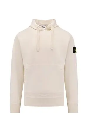 Stone Island Patch Detail Hooded Sweatshirt - Ivory