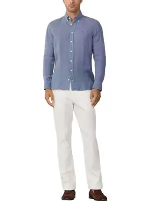 HACKETT LONDON Brompton Button-down Linen Shirt - Blue
