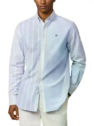 HACKETT LONDON Heritage Patchwork Oxford Buttoned Shirt - Blue