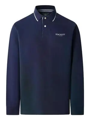 HACKETT LONDON Logo-embroidered Tipped Polo Shirt - Blue