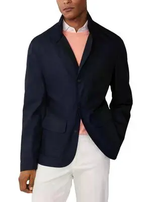 HACKETT LONDON Water-resistant Stand-collar Single-breasted Cotton Blazer - Blue