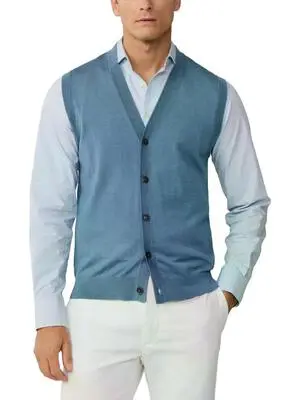 HACKETT LONDON Merino Wool Waistcoat - Blue