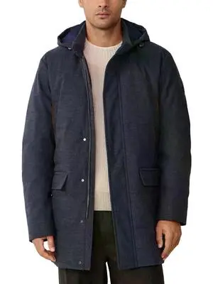 HACKETT LONDON Herringbone Hooded Parka - Blue