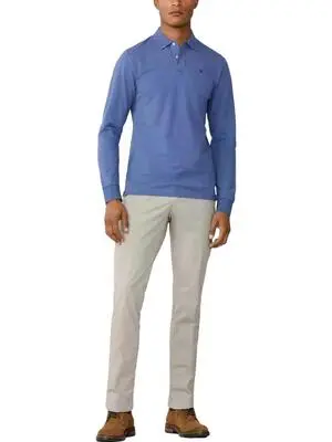 HACKETT LONDON Logo-embroidered Long-sleeve Polo Shirt - Blue