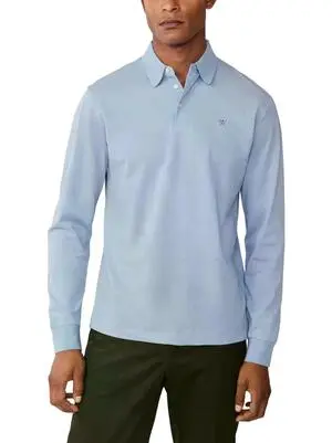HACKETT LONDON Long-sleeve Embroidered Polo Shirt - Blue