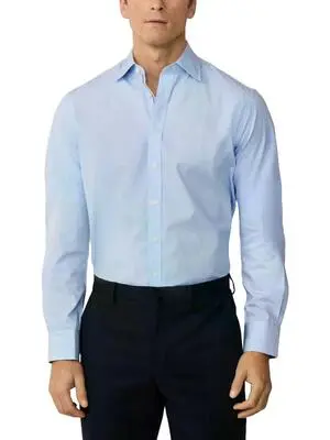 HACKETT LONDON Poplin Striped-trim Shirt - Blue