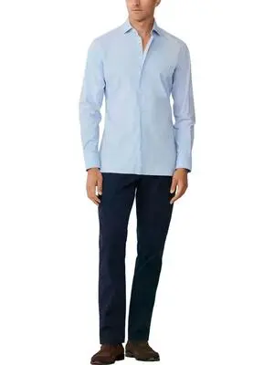 HACKETT LONDON Cutaway-collar Poplin Shirt - Blue