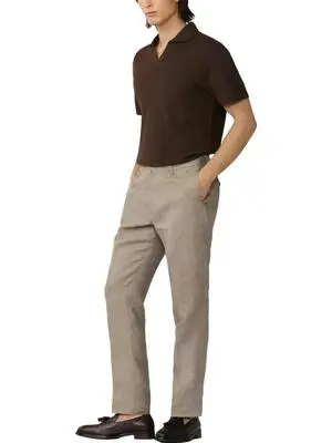 HACKETT LONDON Straight-fit Linen Trousers - Neutrals