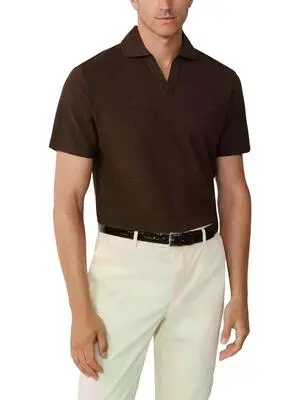 HACKETT LONDON V-neck Polo Shirt - Brown
