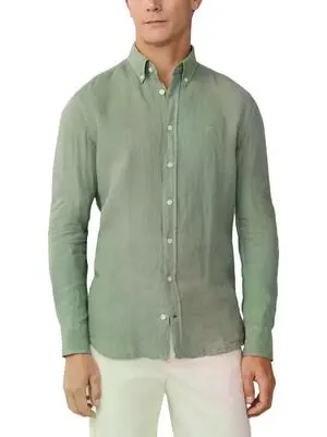 HACKETT LONDON Brompton Button-down Linen Shirt - Green