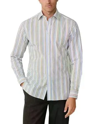 HACKETT LONDON Bengal-stripe Pimlico-collar Shirt - White