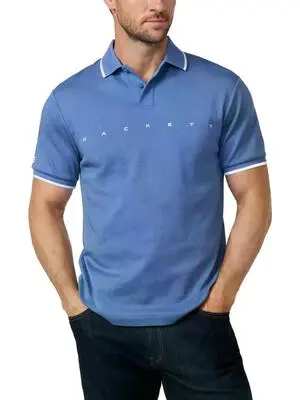 HACKETT LONDON Logo-print Short-sleeve Polo Shirt - Blue