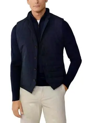 HACKETT LONDON Quilted Knit-back Gilet - Blue