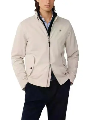HACKETT LONDON Logo-embroidered Harrington Jacket - Neutrals