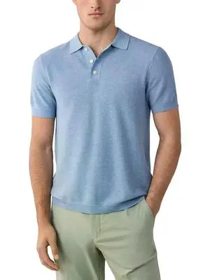 HACKETT LONDON Short-sleeve Knitted Cotton Polo Shirt - Blue