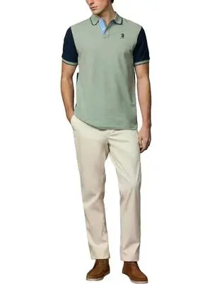 HACKETT LONDON Colour-block Pique Polo Shirt - Green