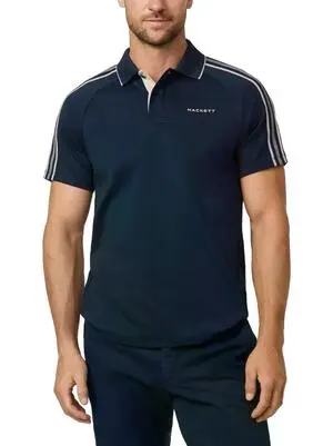 HACKETT LONDON Logo-embroidered Taped-sleeve Polo Shirt - Blue