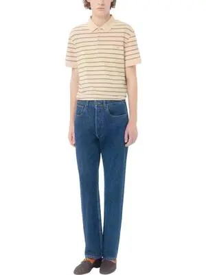 Valentino Garavani Cotton Piqué Polo With Vgold Stripes - Neutrals