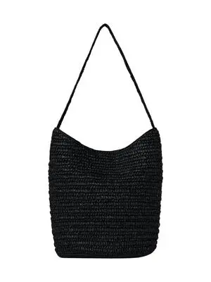 THE ROW Alma Woven Shoulder Bag - Black
