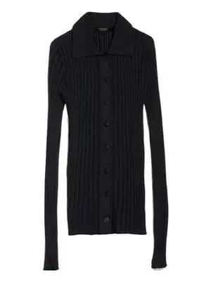 Gucci Fine Rib Viscose Cardigan - Black