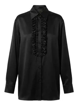 Gucci Silk Satin Shirt With Rouches - Black