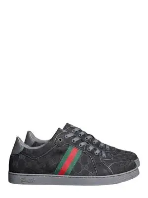 Gucci Low-top Sneakers With Gg Canvas And Web Detail - Black