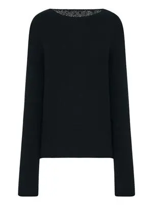 THE ROW Long-sleeved Knitwear With Crochet Piping - Black