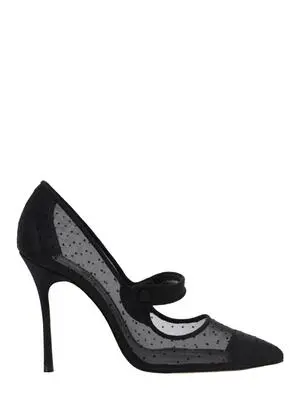 MANOLO BLAHNIK Manolo Blahnik Black Polka Dot Pointed Toe High Heels
