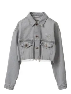 MIU MIU Miu Miu Denim Blouson Jacket With Logo Details
