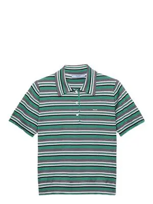 Prada Prada Striped Short Sleeve Cotton Polo Shirt Multicolor