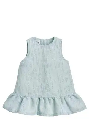 Dior Sleeveless Dress With Ruffled Hem - Light Blue