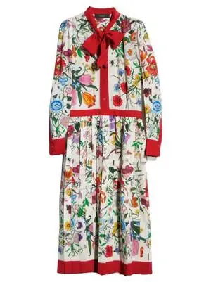 Gucci Flora Print Silk Crêpe De Chine Dress - Multicolor