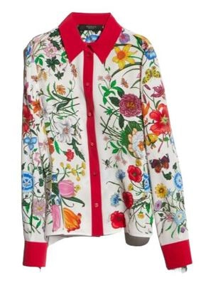 GUCCI Gucci Printed Silk Shirt With Flora Motif
