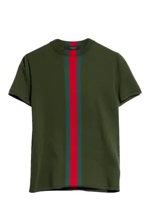Gucci Knit Cotton T-shirt With Web Intarsia - Green
