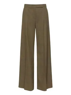 Max Mara Netto Check-pattern Wide-leg Trousers - Khaki